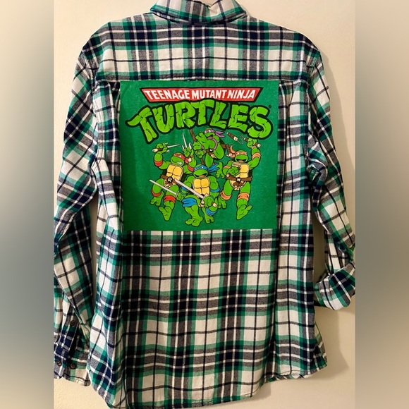 George | Shirts | Teenage Mutant Ninja Turtles Tshirt Upcycled Flannel ...